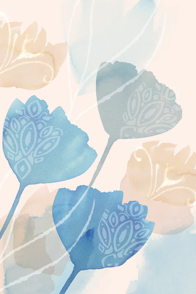 Blue Batik Flowers III | McGaw Graphics