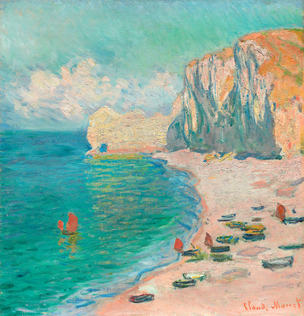 Claude Monet Ocean Paintings Beach And Cliffs At Pourville Morning