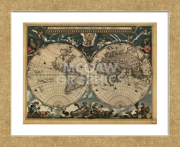 World Map 1664 (Framed) | McGaw Graphics