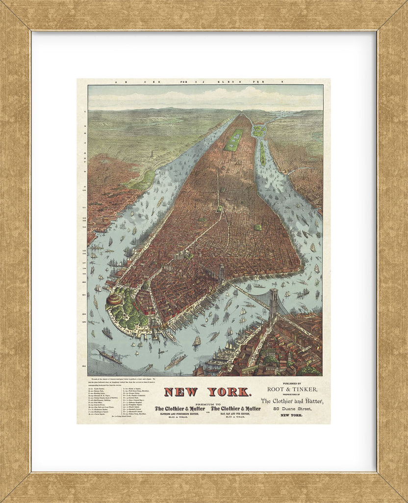 Map of Manhattan, 1879 (Framed) | McGaw Graphics