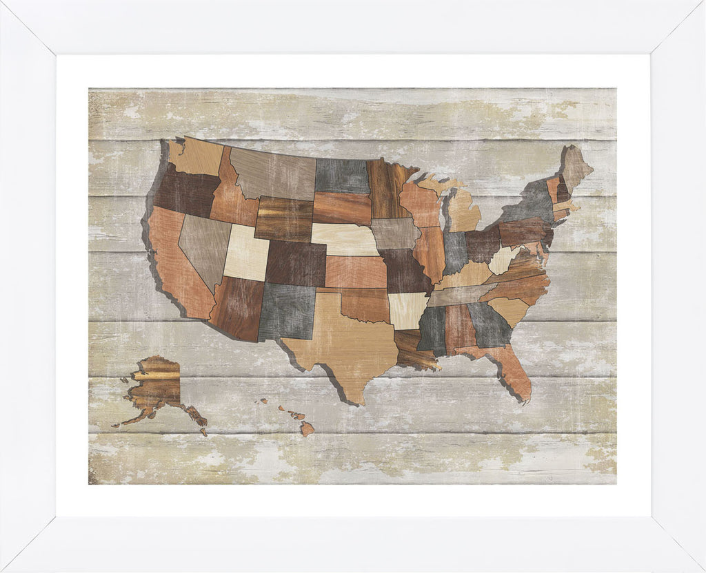 Wood Map (Framed) | McGaw Graphics
