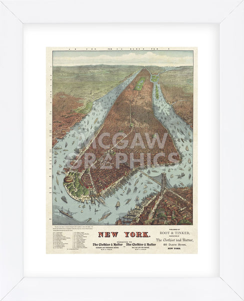 Map of Manhattan, 1879 (Framed) | McGaw Graphics