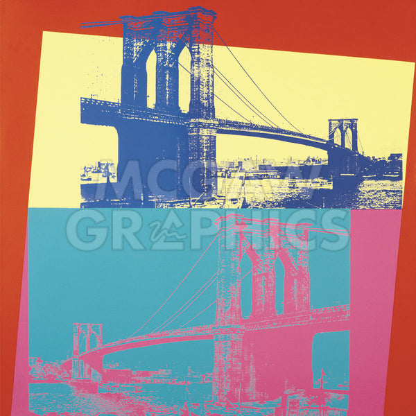 Brooklyn Bridge, 1983 (blue bridge/yellow background) | McGaw Graphics